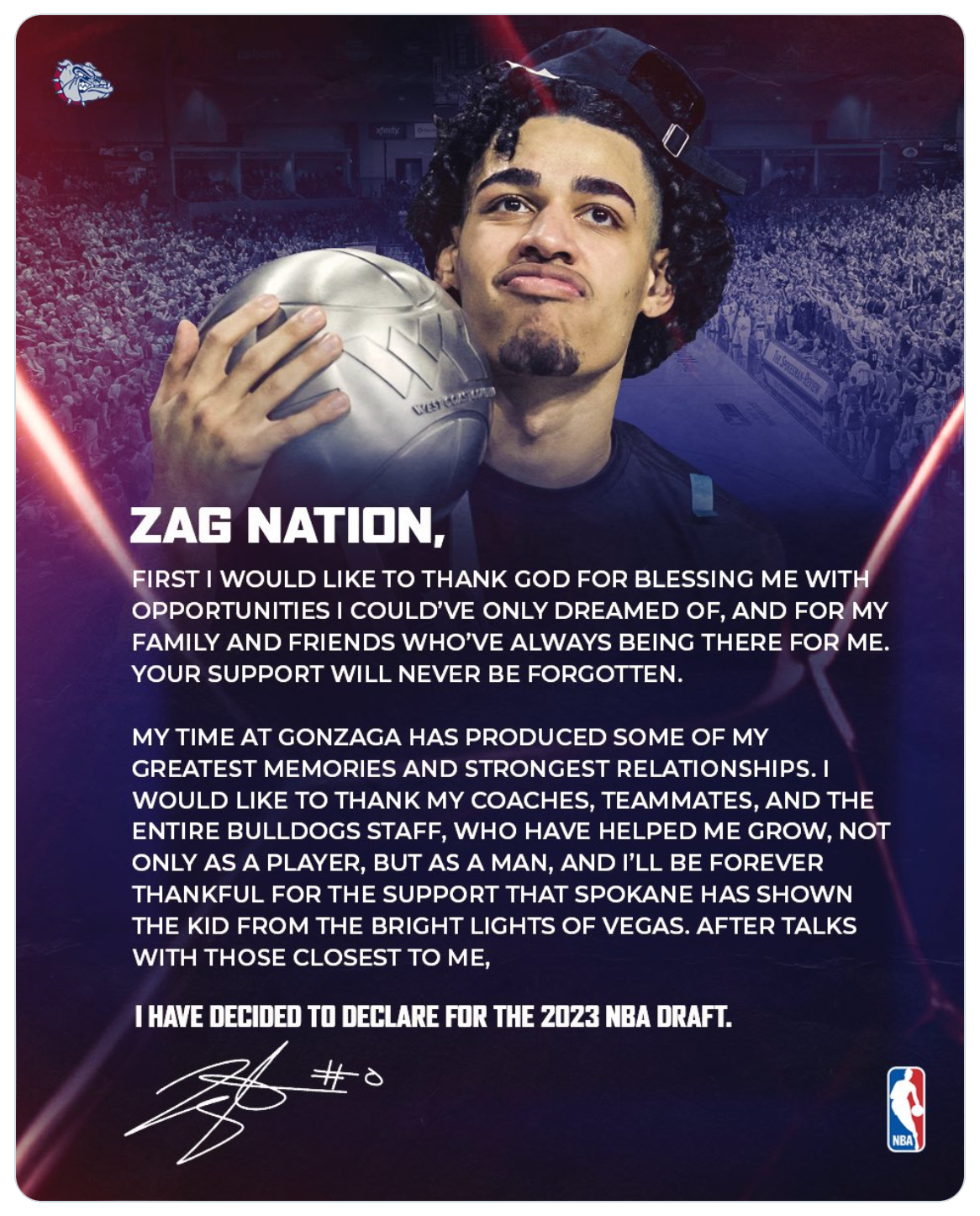 Strawther to NBA - GU Board Forums